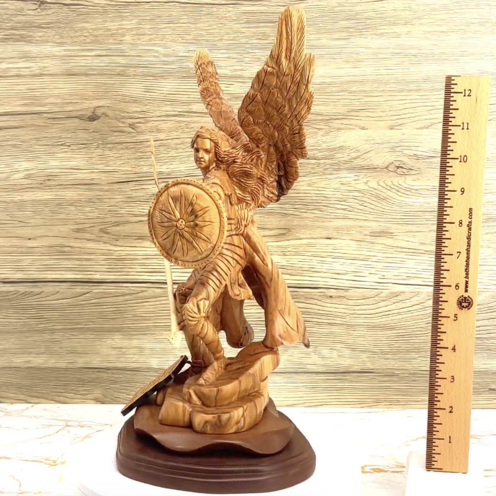 Archangel Raphael Masterpiece, 15" Wooden Sculpture from Holy Land ...