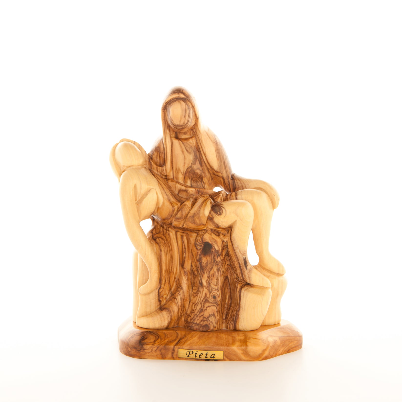 Pieta Figurine (Abstract), 7.1" Olive Wood Carving Statue from Bethleh ...