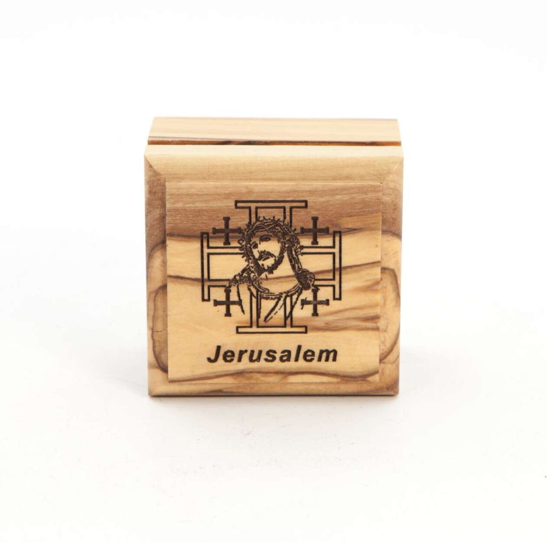 Engraved Jesus Christ and Jerusalem Cross Wood Engraved Rosary Holder ...