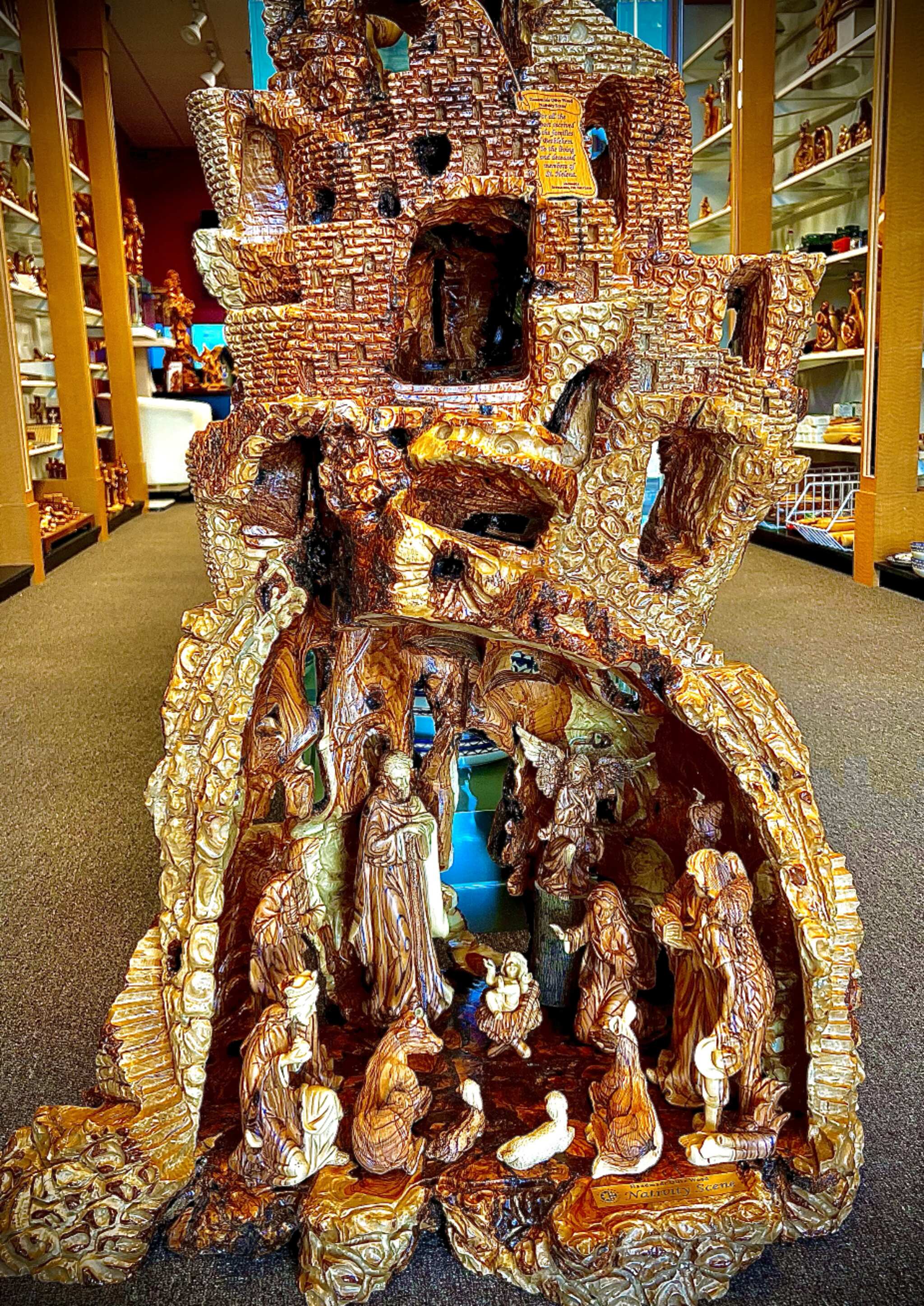 Nativity Scene Sculpture Masterpiece , 49.4" from Holy Land Olive ...